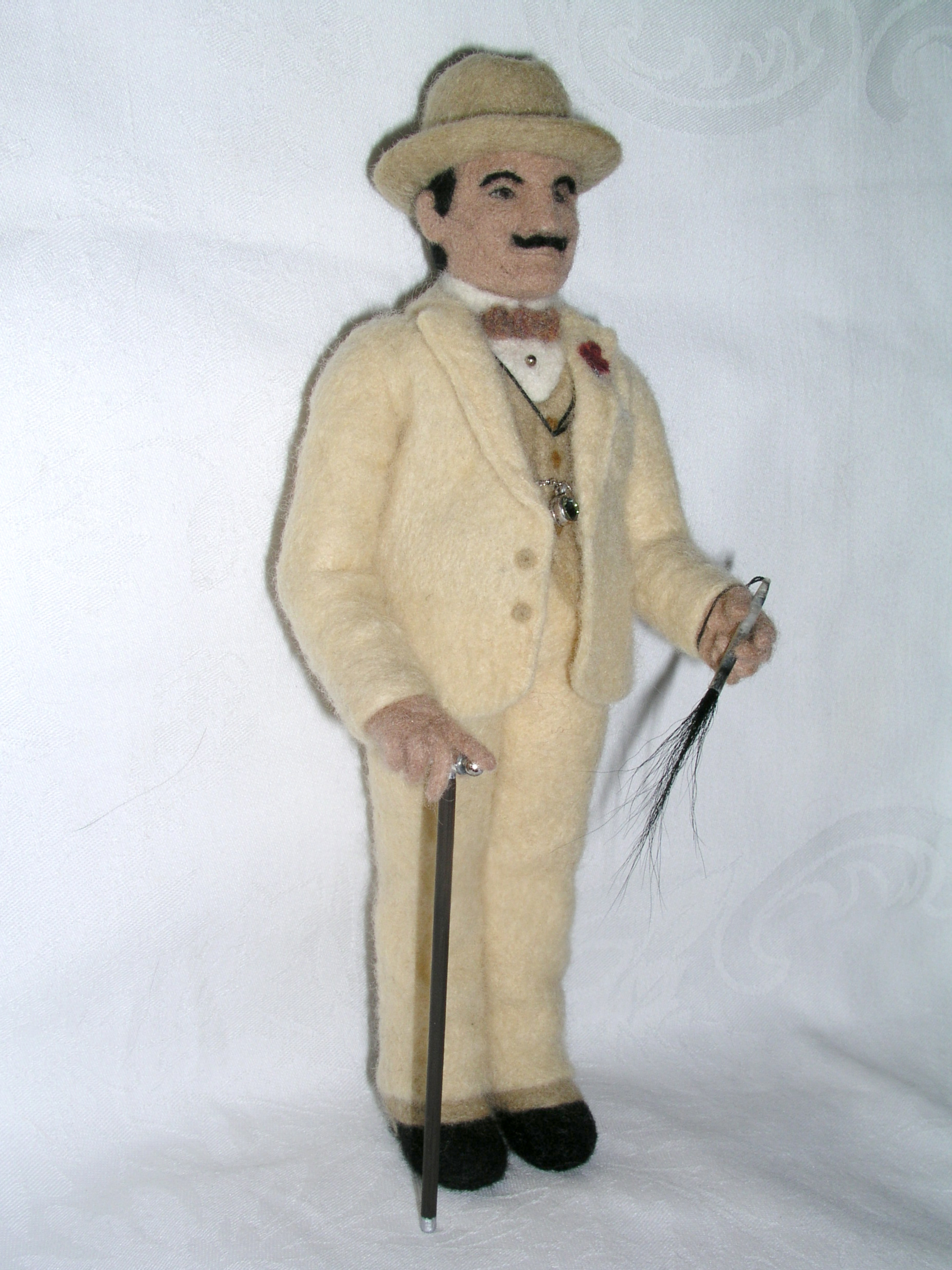 Hercule Poirot Doll (Needle-Felted Wool Sculpture)
